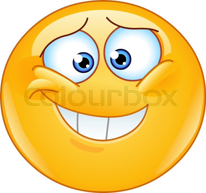 Embarrassed emoticon with insecure ... | Stock vector | Colourbox