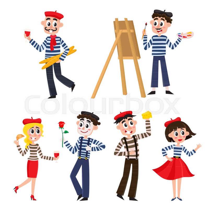 Set of funny stereotypical French ... | Stock vector | Colourbox