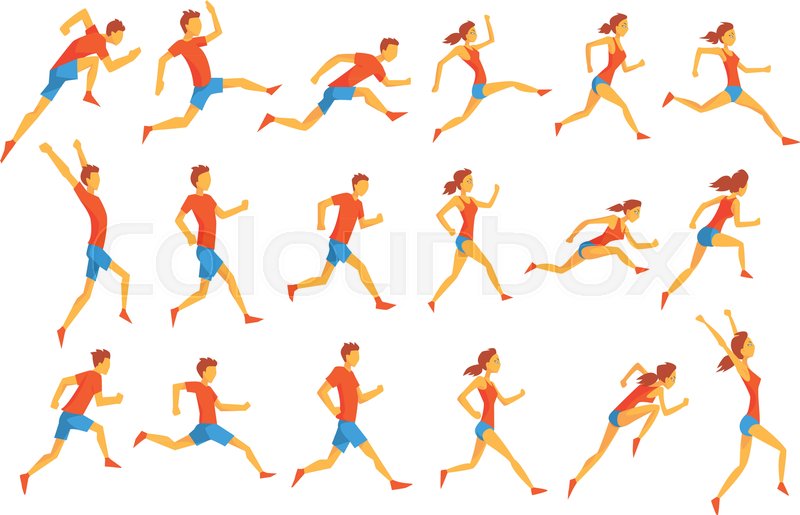 Male Sportsman Running The Track With ... | Stock vector | Colourbox