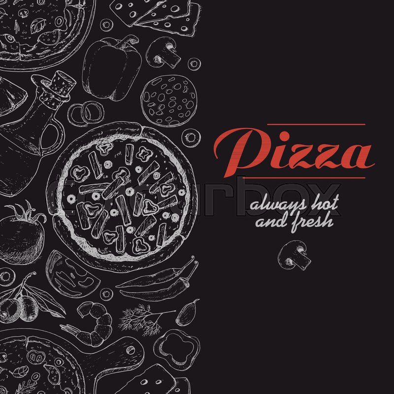 Vertical background with pizza and ... | Stock vector | Colourbox