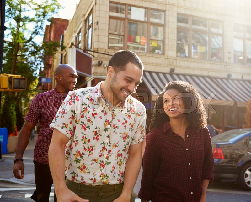 Group Of Friends Crossing Urban Street ... | Stock image | Colourbox