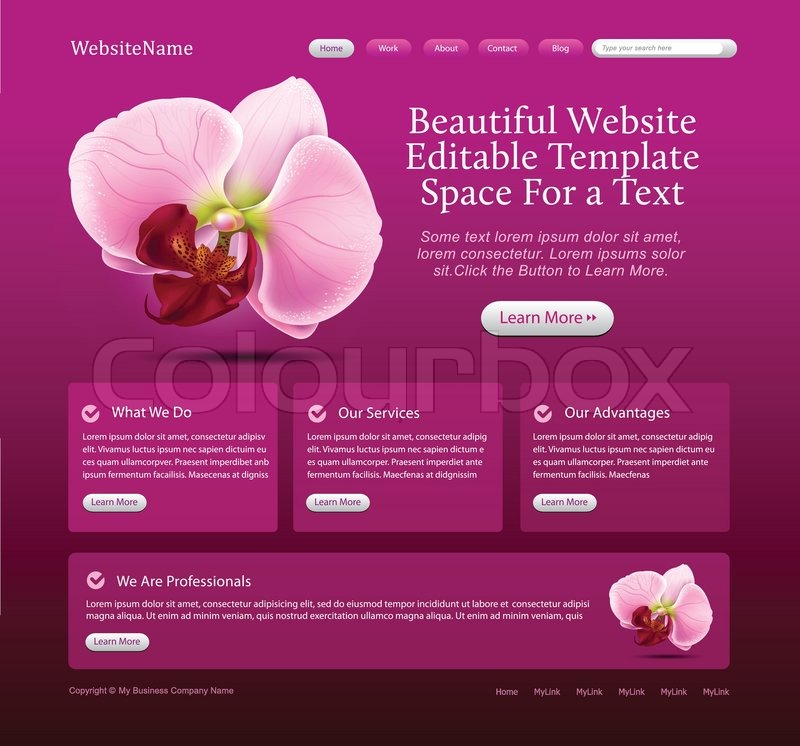 Beauty website template layout - ... | Stock vector | Colourbox