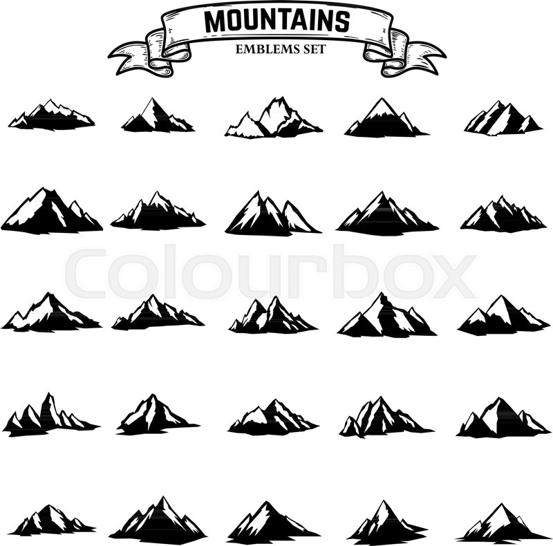 Big set of mountains icons isolated on ... | Stock vector | Colourbox