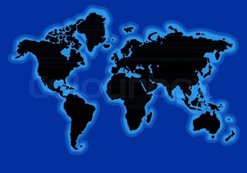 World map with blue ocean Vector ... | Stock vector | Colourbox