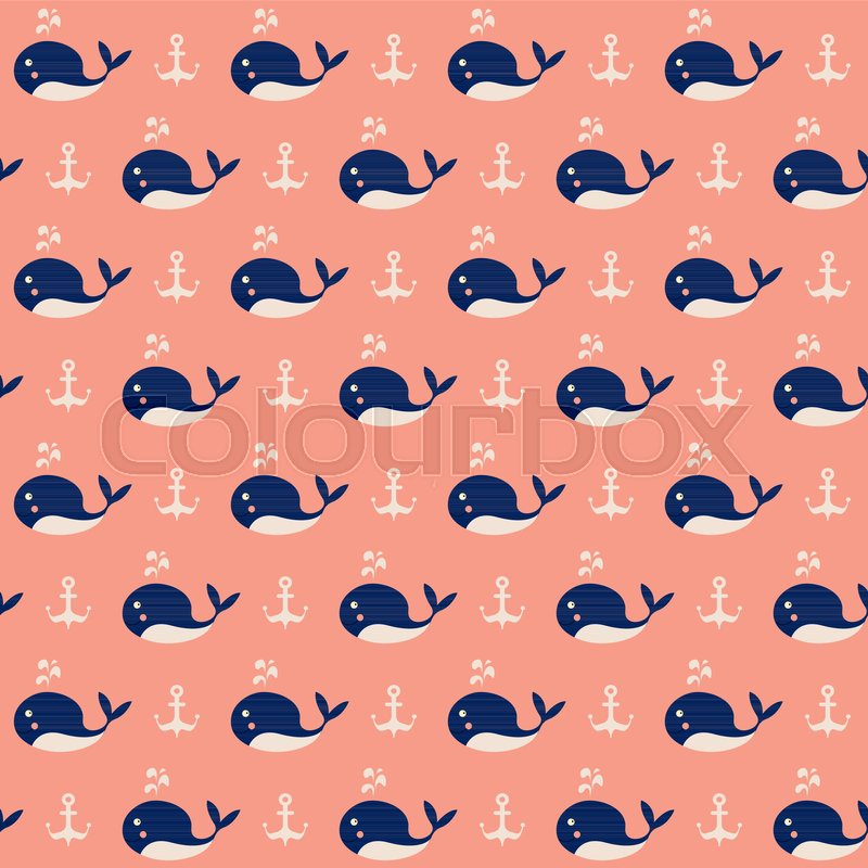 Cute Whale Pattern Wallpaper
