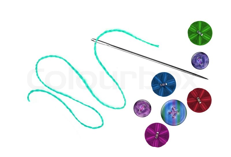 Blue thread, needle and colorful ... | Stock image | Colourbox