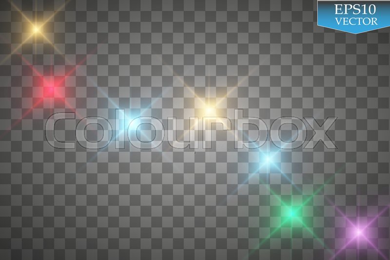Set of color lights, flares isolated ... | Stock vector | Colourbox