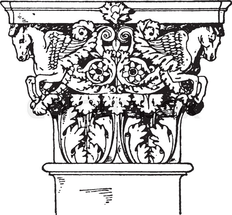 Half Square Corinthian Pilaster Drawing