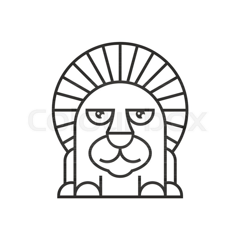 Cute lion icon, thin line style, flat ... | Stock vector | Colourbox