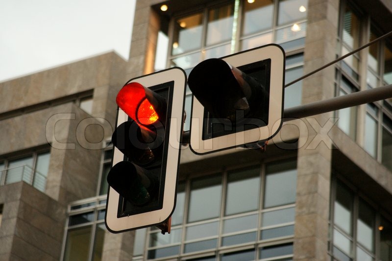 Traffic signal with red lights | Stock image | Colourbox