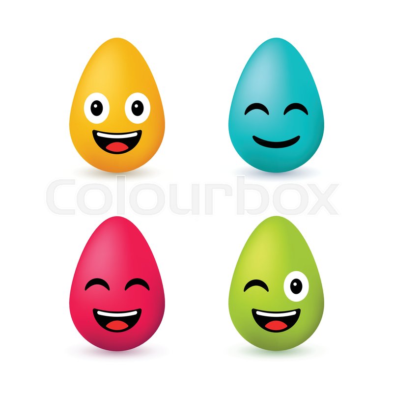 Colorful Easter eggs emoji set. Cute ... | Stock vector | Colourbox