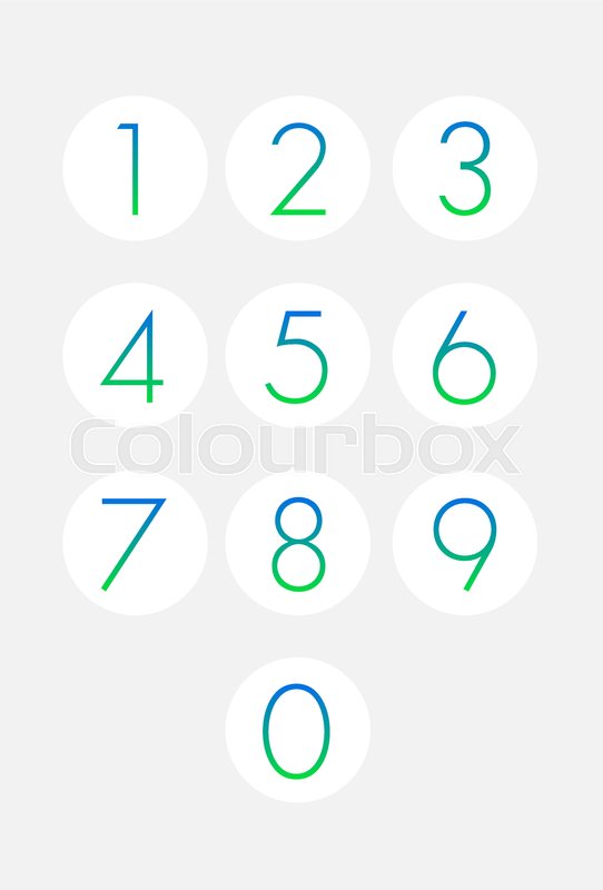 Thin numbers icons set. Buttons ... | Stock vector | Colourbox