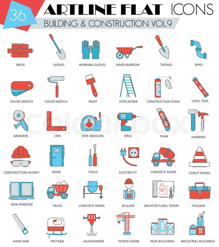 Vector Construction and building tools ... | Stock vector | Colourbox