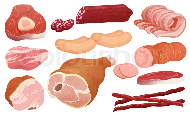 Different kinds of meat collection. ... | Stock vector | Colourbox