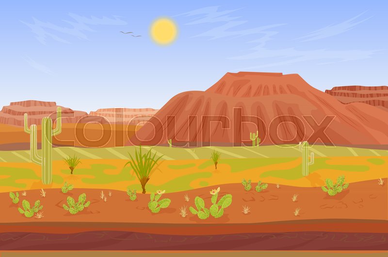 Seamless cartoon prairie desert Grand ... | Stock vector | Colourbox