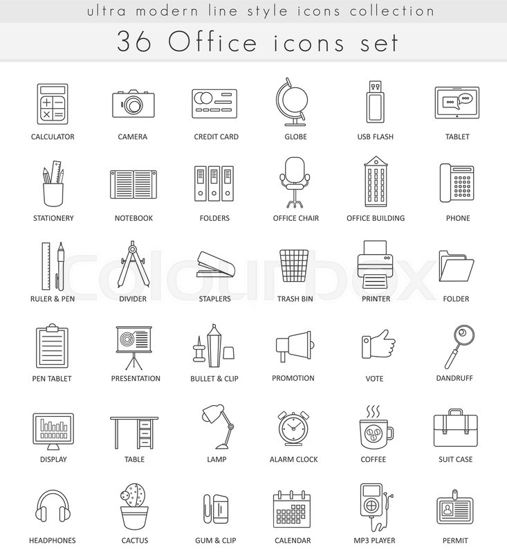 Vector office ultra modern outline ... | Stock vector | Colourbox