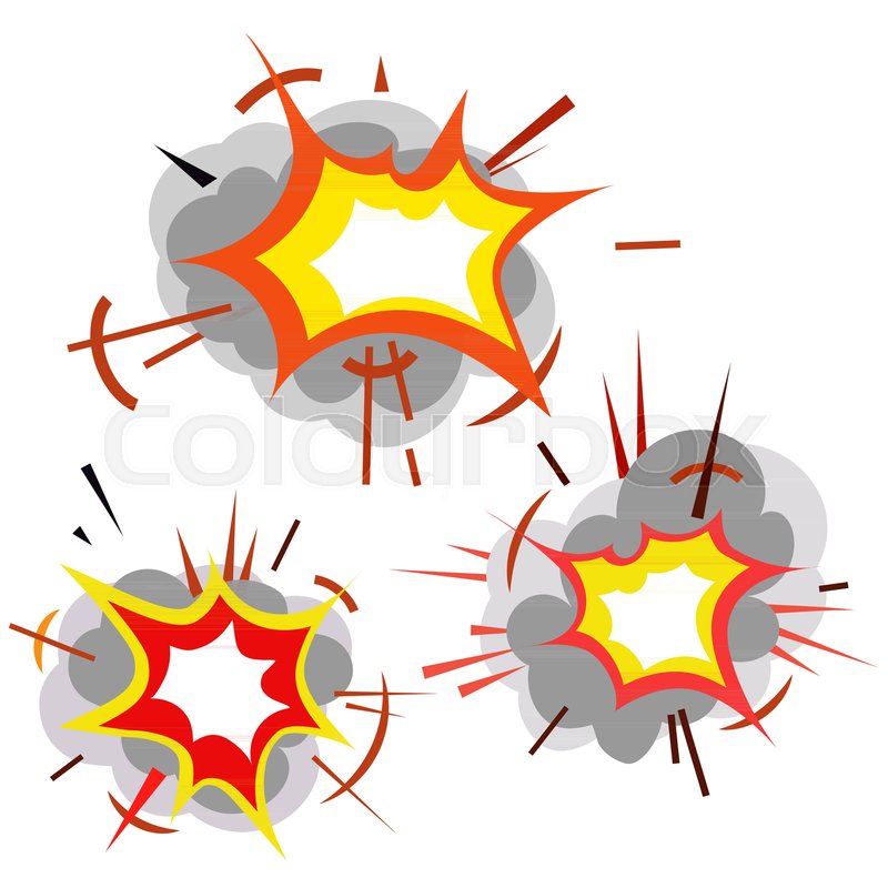 A set of explosions on white ... | Stock vector | Colourbox