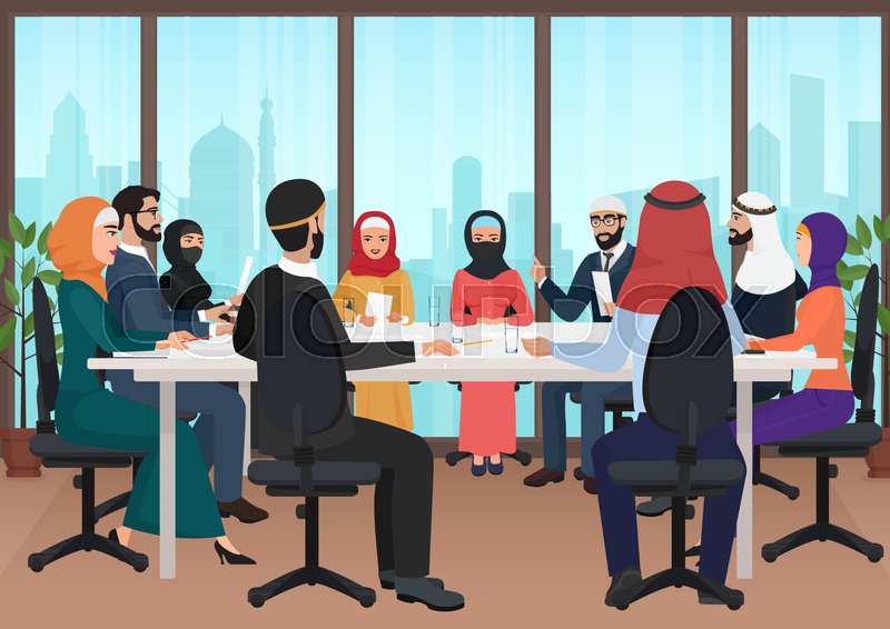 Arab business people discussing ... | Stock vector | Colourbox