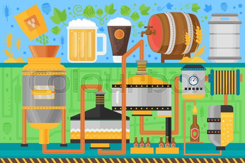 Beer Brewery production process. ... | Stock vector | Colourbox