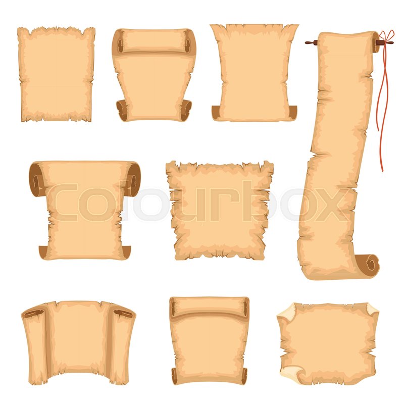 Ancient paper scrolls set, ancient ... | Stock vector | Colourbox