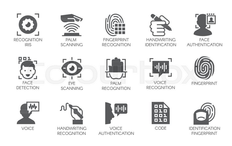 Set of 15 flat icons - biometric ... | Stock vector | Colourbox