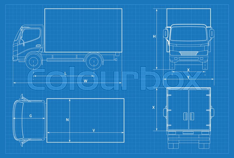 Delivery truck schematic or VAN car ... | Stock vector | Colourbox