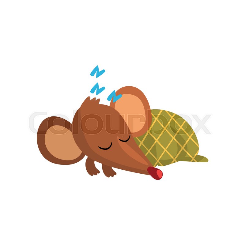 Cute brown mouse sleeping on the floor ... | Stock vector | Colourbox