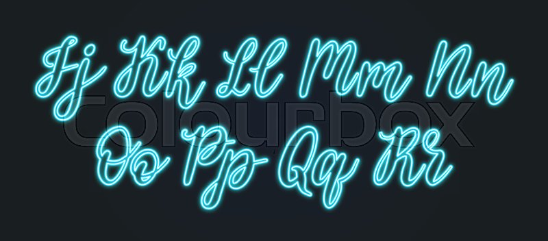 Vector neon light handwritten font. ... | Stock vector | Colourbox