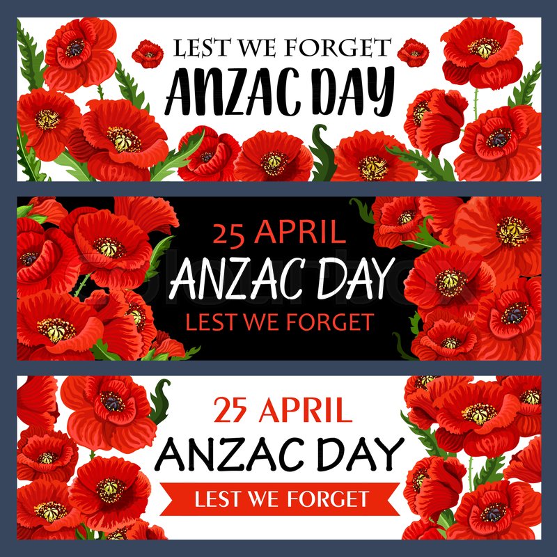 Anzac Day banners for Lest We Forget ... | Stock vector | Colourbox