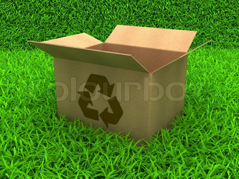 3D Illustration Opened cardboard box on ... | Stock image | Colourbox