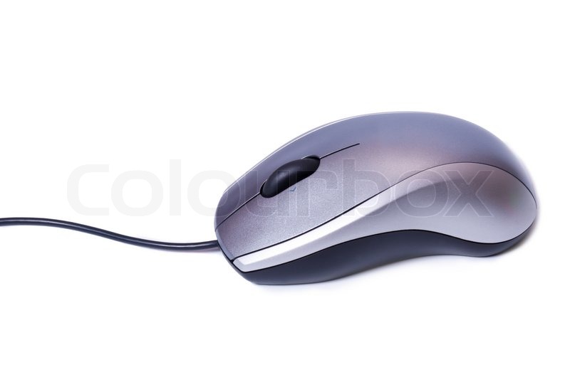 Gray computer mouse with cable on white ... | Stock image | Colourbox