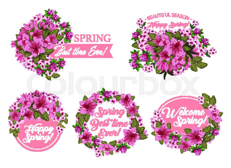 Spring season holiday icon with pink ... | Stock vector | Colourbox