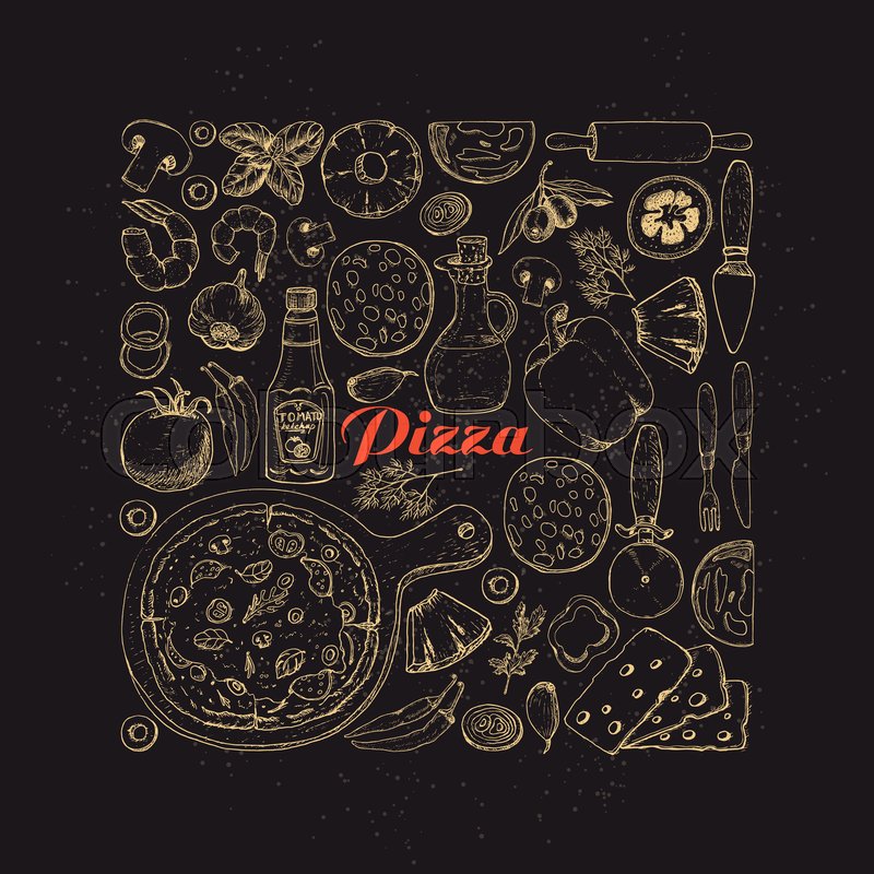 Vector square of pizza and its ... | Stock vector | Colourbox