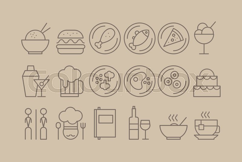 Restaurant outline vector icons big ... | Stock vector | Colourbox
