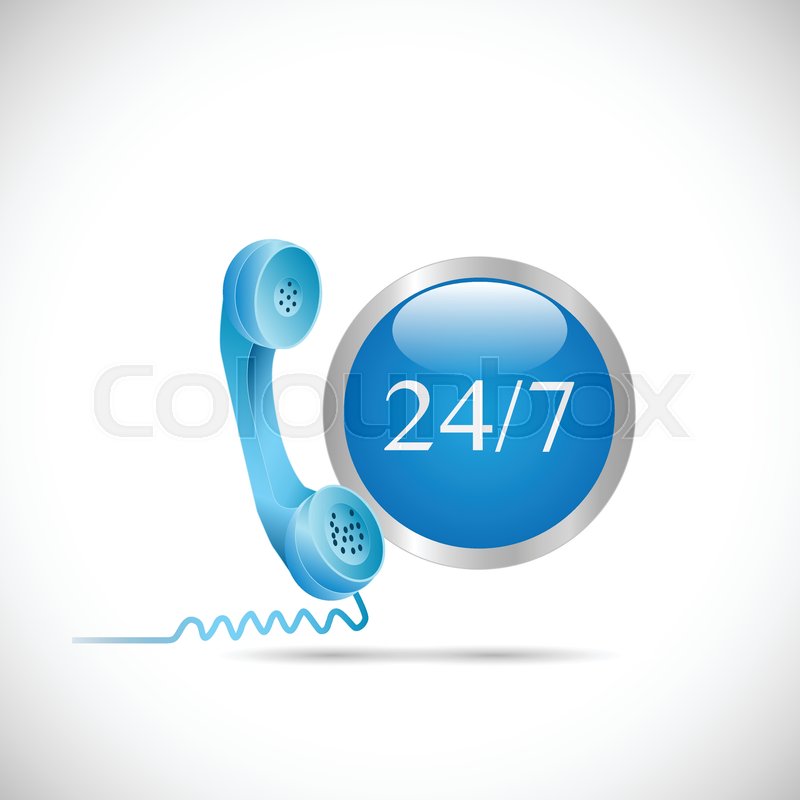 Illustration of a phone and 24/7 ... | Stock vector | Colourbox