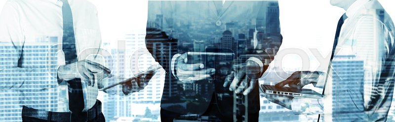 Business people with digital of ... | Stock image | Colourbox