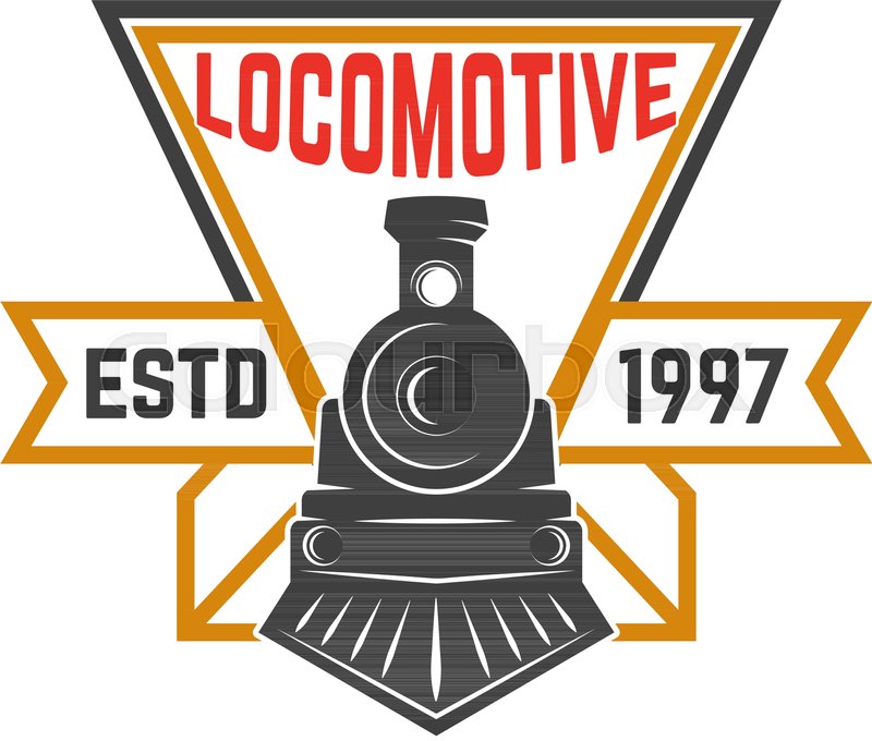 Emblem template with retro train. Rail ... | Stock vector | Colourbox