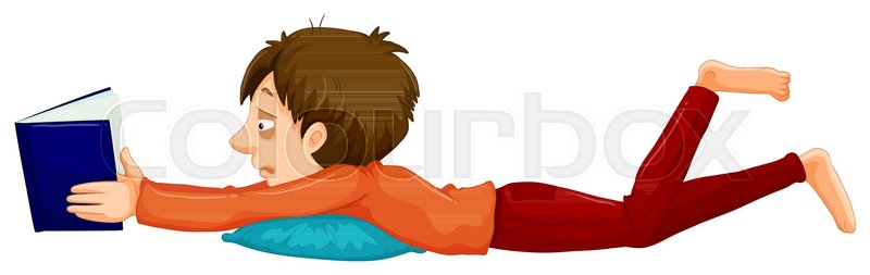 Sleepy man reading book illustration | Stock vector | Colourbox