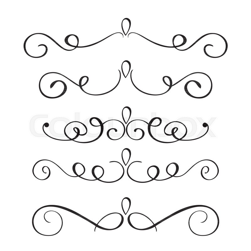 Set hand drawn flourish Calligraphy ... | Stock vector | Colourbox