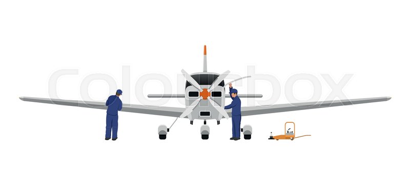 Repair and maintenance of aircraft. ... | Stock vector | Colourbox