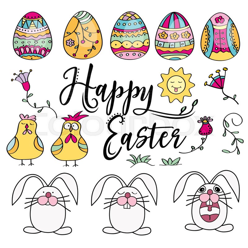 Hand drawn set of Easter design ... | Stock vector | Colourbox