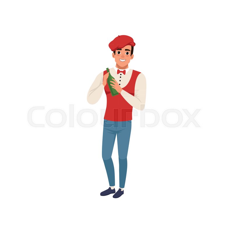 Smiling French man character in red ... | Stock vector | Colourbox