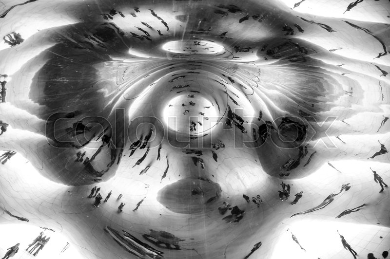 Distorted reflection of people in metal ... | Stock image | Colourbox