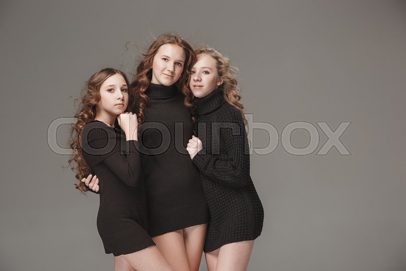 The group of girls standing together ... | Stock image | Colourbox