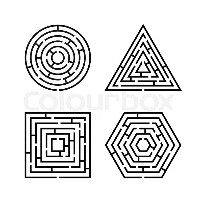 Set of Labyrinth Different Shapes for ... | Stock vector | Colourbox