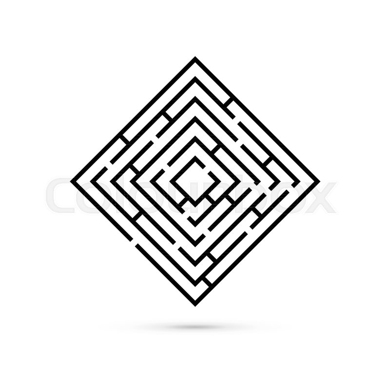 Rectangle maze with way to center. ... | Stock vector | Colourbox