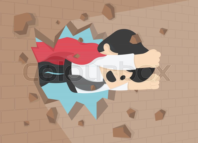 Illustration of a businessman breaking ... | Stock vector | Colourbox