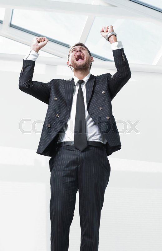 In full growth. portrait, triumphant ... | Stock image | Colourbox