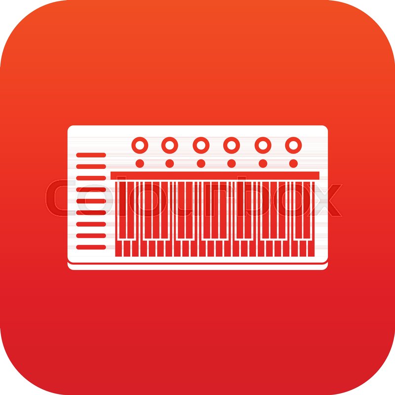 Electronic synth icon digital red for ... | Stock vector | Colourbox