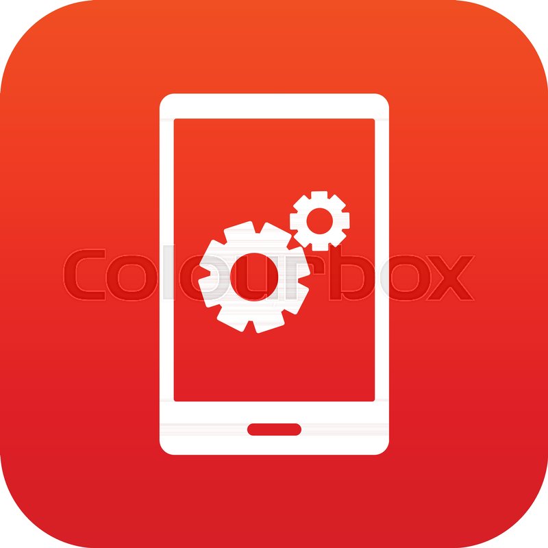Working phone icon digital red for any ... | Stock vector | Colourbox